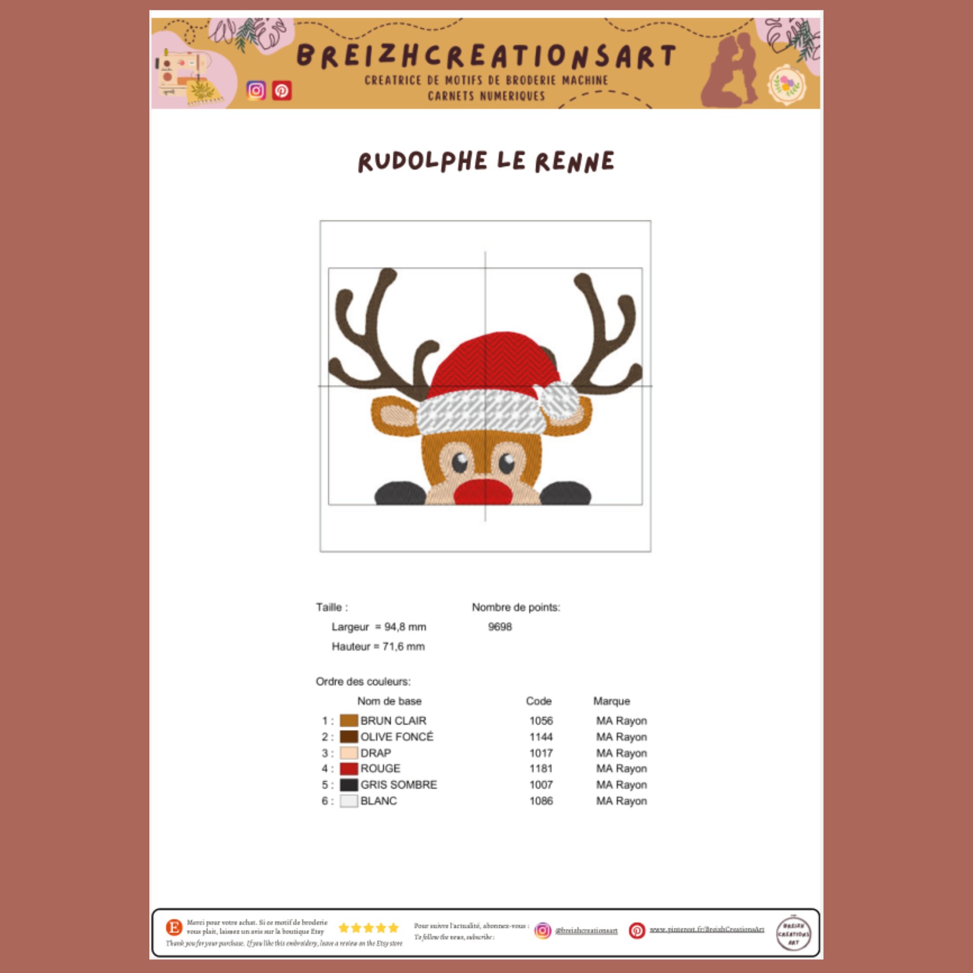 Rudolph Machine Embroidery Design, Christmas Red Nosed Reindeer, Deer ...