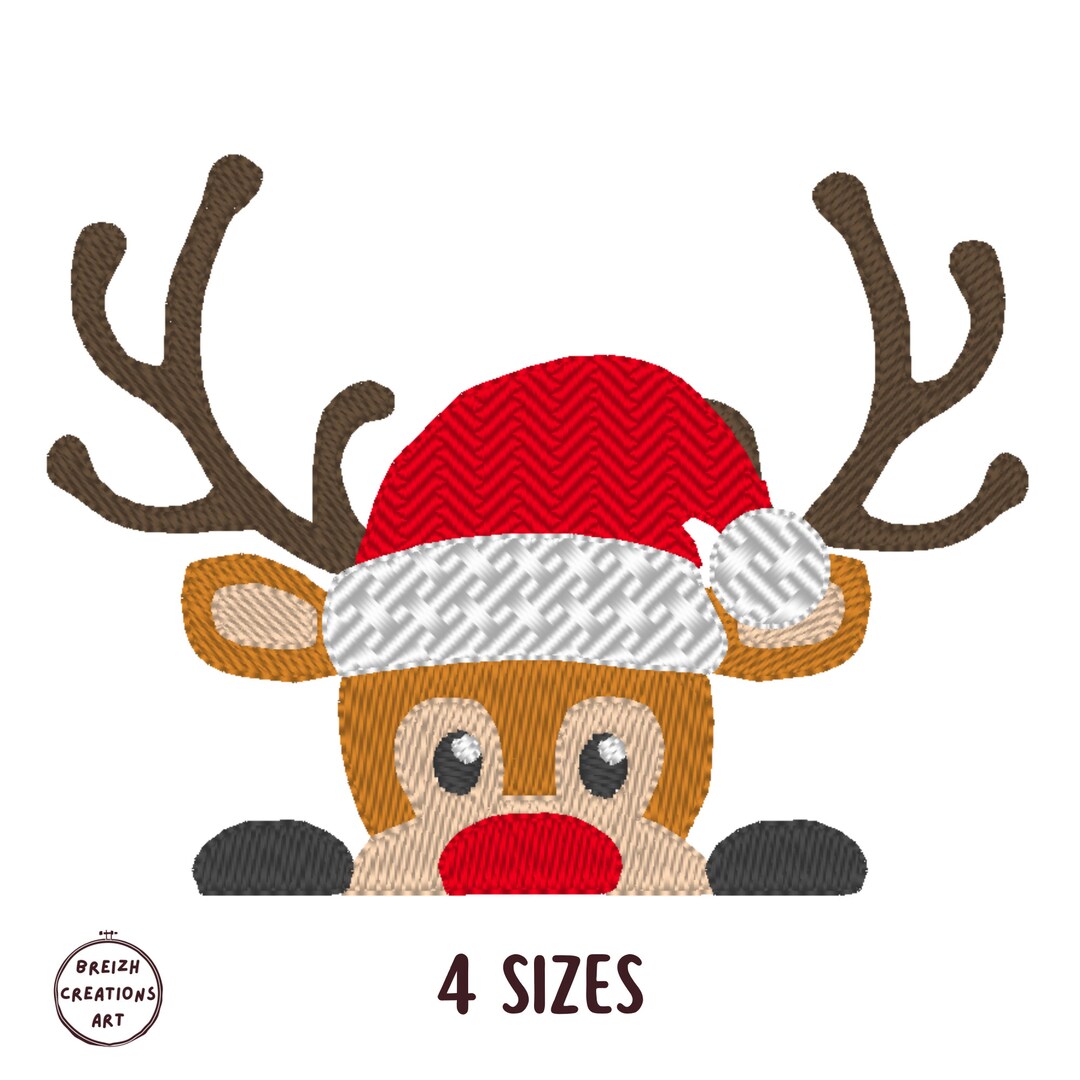 Rudolph Machine Embroidery Design, Christmas Red Nosed Reindeer, Deer ...