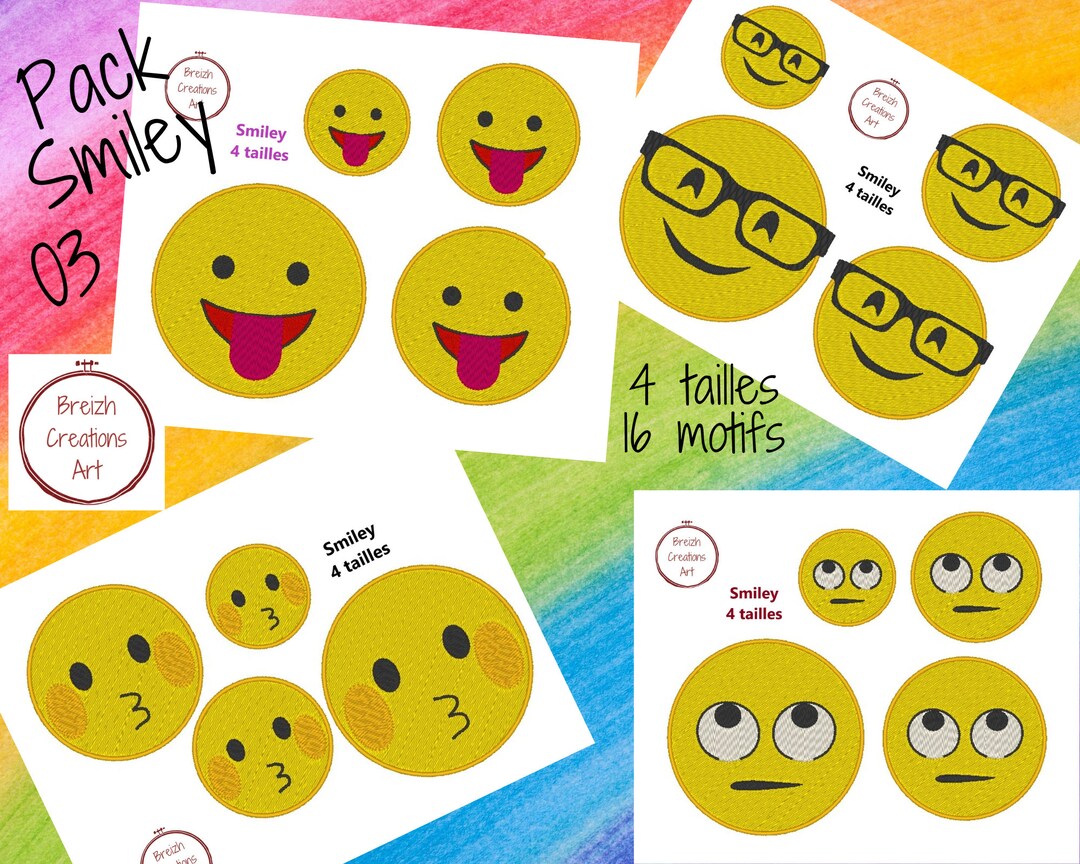 Machine Embroidery Design Pack Smiley Smiley Joker Prank Bezel Sticks ...