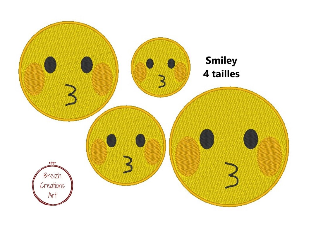 Machine Embroidery Design Smiley Smile Kiss Laugh Laugh Love Digital File to Download in 4 Sizes ...