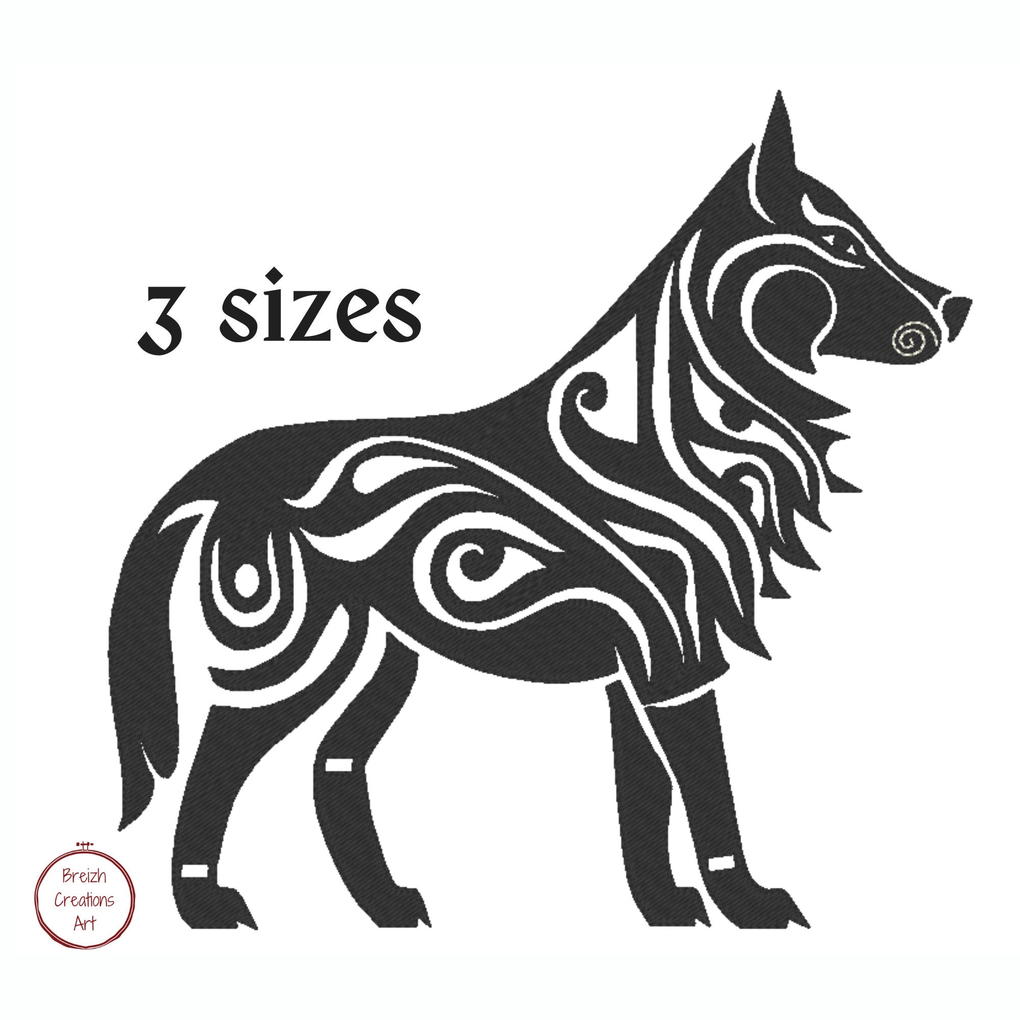 Tribal Wolf Machine Embroidery Pattern Celtic Fox Design - Etsy