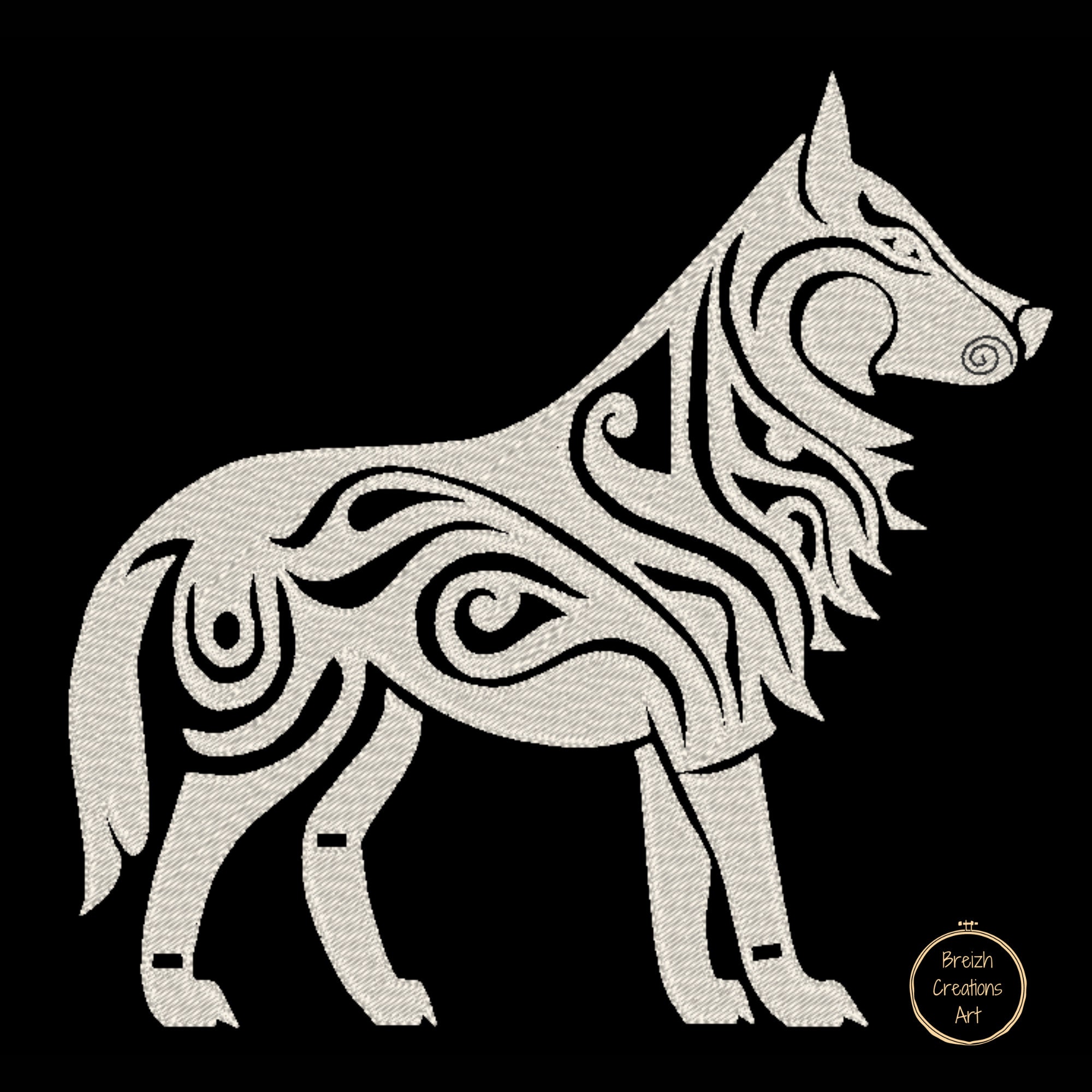 Tribal Wolf Machine Embroidery Pattern Celtic Fox Design - Etsy