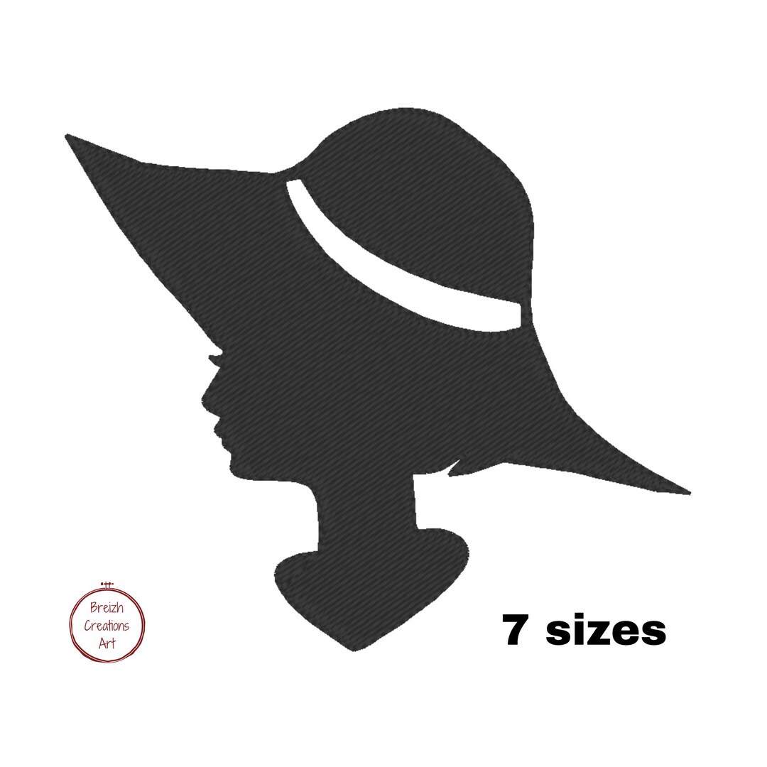 Machine Embroidery Design Woman Silhouette Hat, Luxury Elegant Woman ...