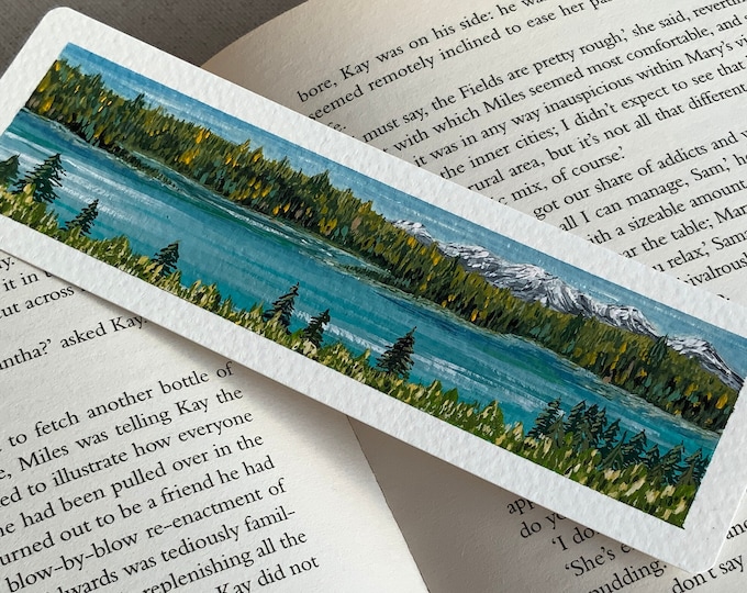 Forest Lake Bookmark - Hand-painted Bookmark - Handmade Bookmark ...