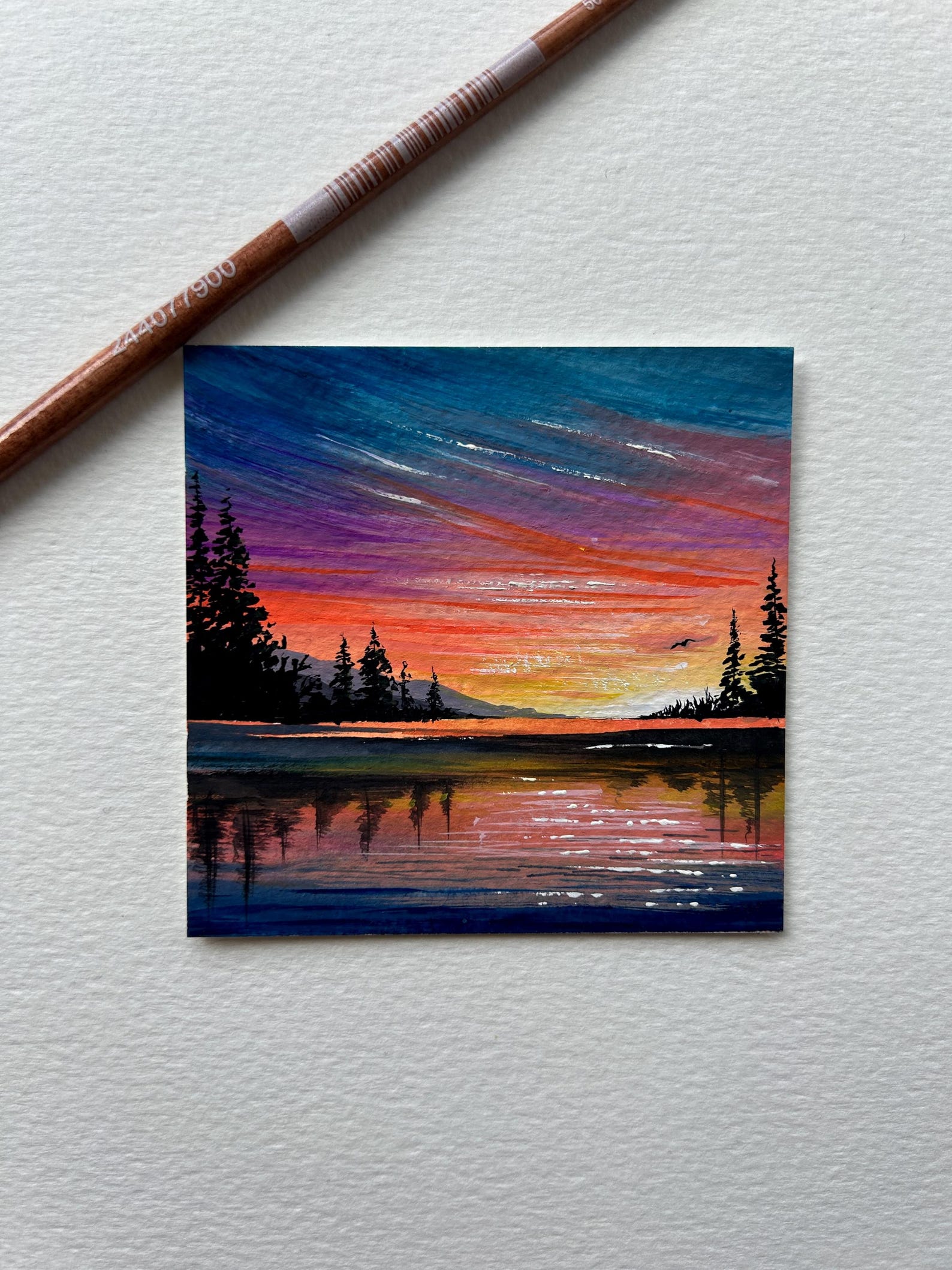 Mini Sunset Art Painting - Mini Paintings - Miniature Art - Mini Canvas ...