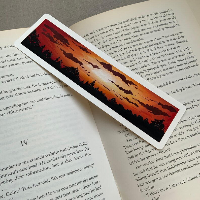 Sunset Fire Sky Bookmark Hand painted Bookmark Handmade Bookmark ...