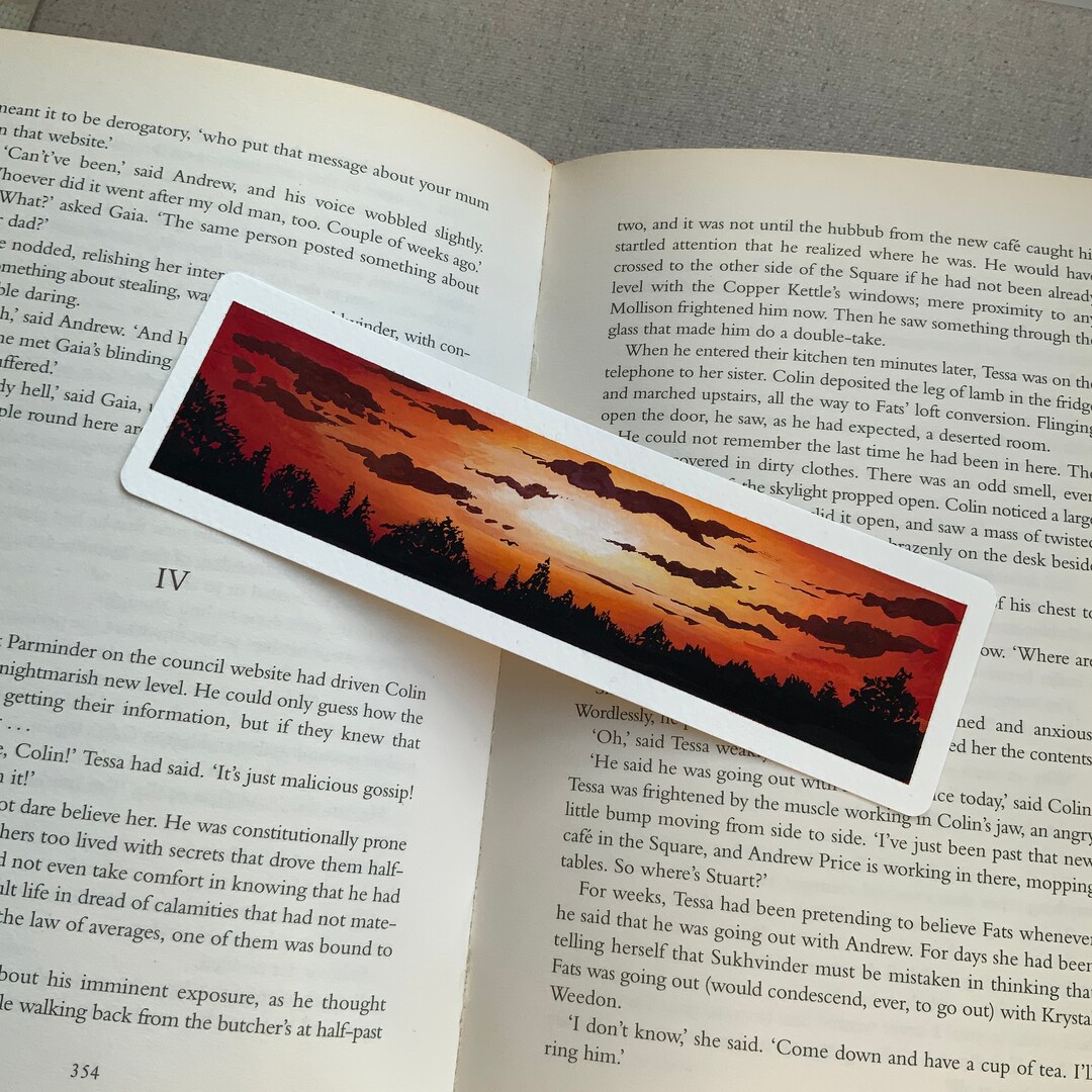 Sunset Fire Sky Bookmark Hand painted Bookmark Handmade Bookmark ...