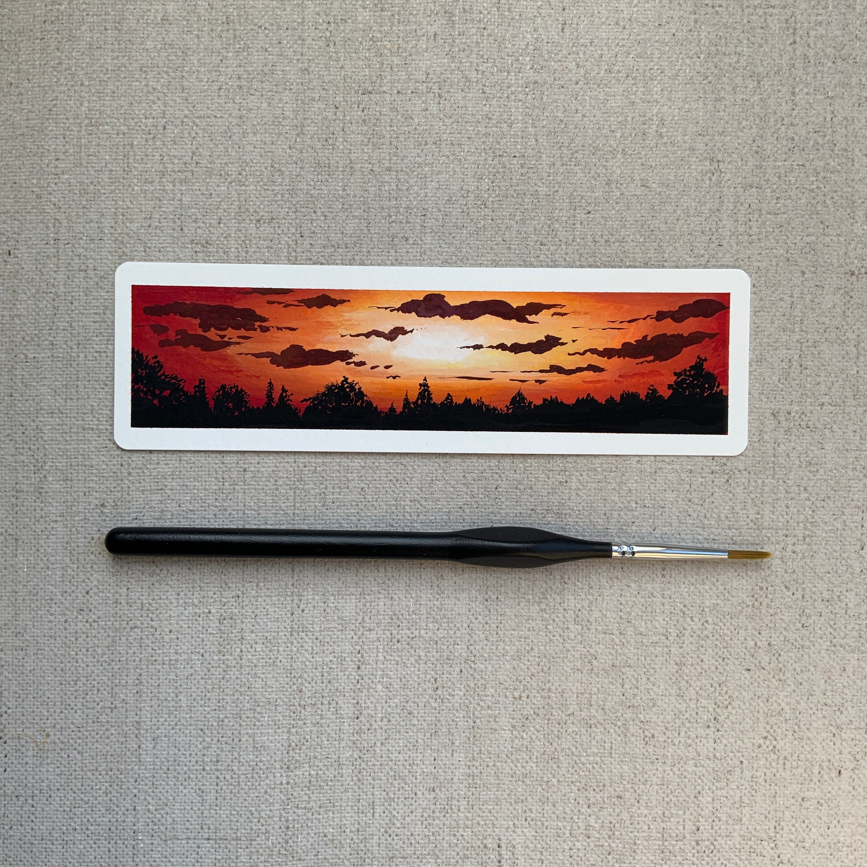 Sunset Fire Sky Bookmark Hand painted Bookmark Handmade Bookmark ...