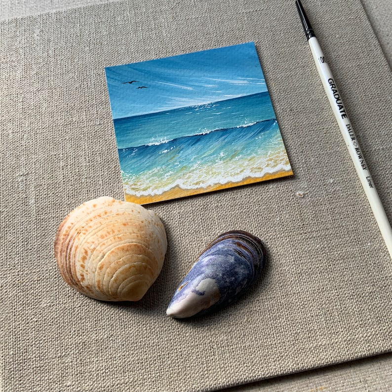 Mini Ocean Wave Art Painting Mini Painting Miniature Art - Etsy