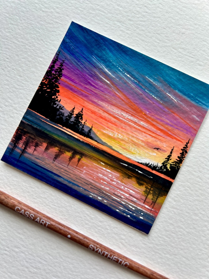 Mini Sunset Art Painting - Mini Paintings - Miniature Art - Mini Canvas ...