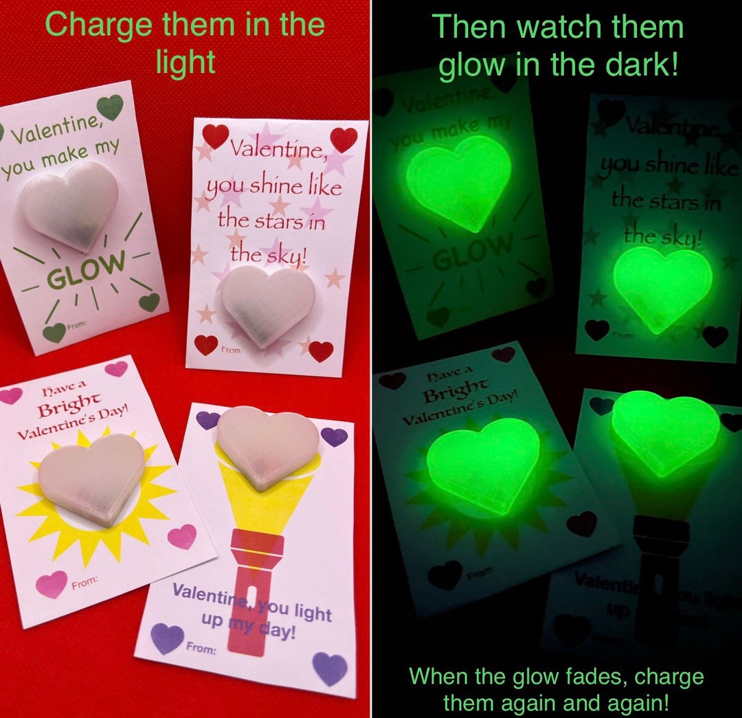Valentine Cards With Glow in the Dark Heart Shakers, Glow Valentine ...