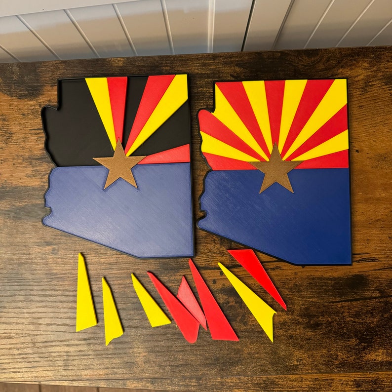Arizona Flag Puzzle, 3D Printed 15 Piece Puzzle Shaped Like Arizona - Etsy
