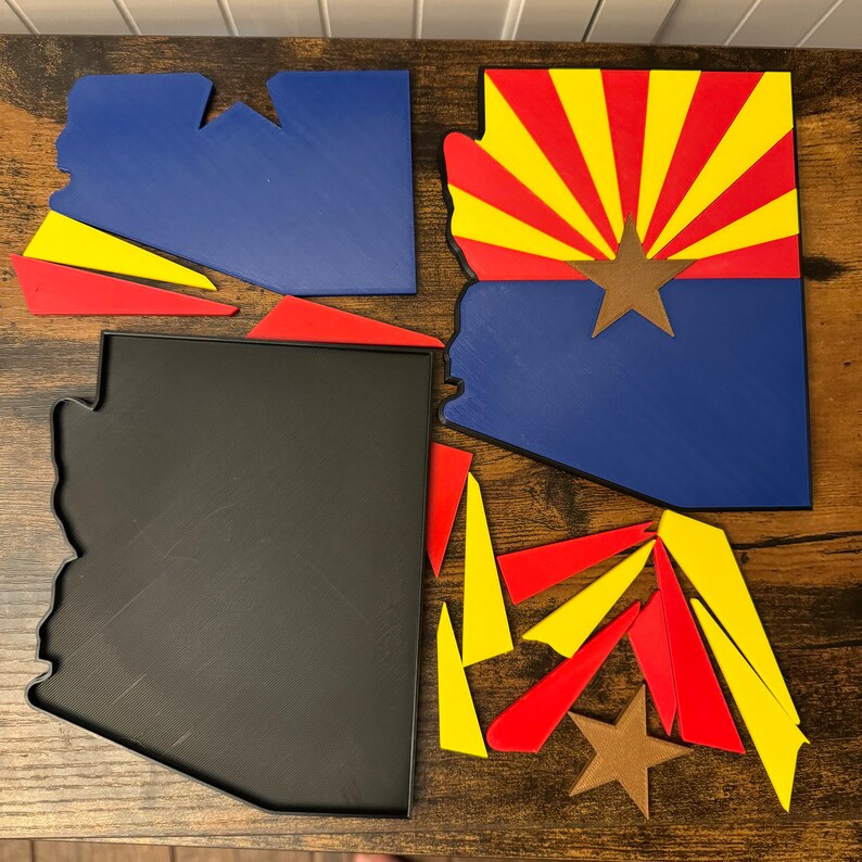 Arizona Flag Puzzle, 3D Printed 15 Piece Puzzle Shaped Like Arizona - Etsy