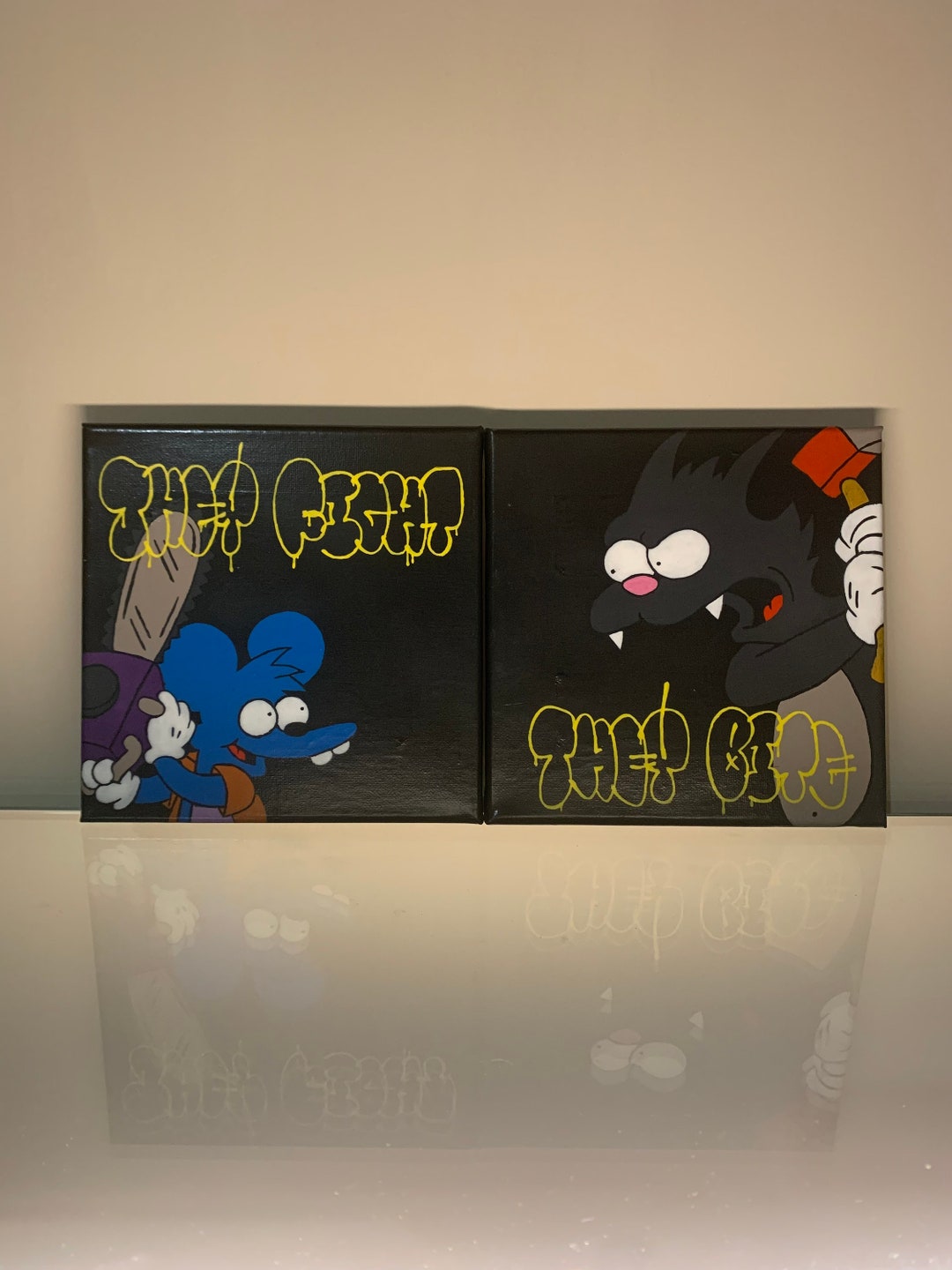 The Simpsons / Hand Painted / Original / Set of 2 / Itchy & Scratchy ...