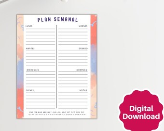 Planificador Semanal Para Imprimir - Etsy