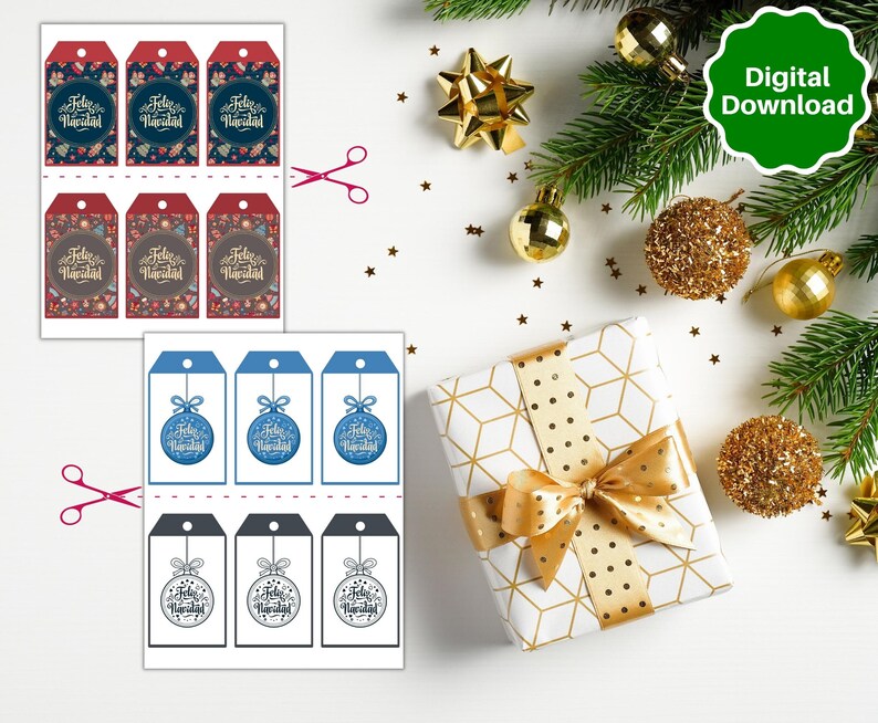 Spanish Etiquetas Feliz Navidad Para Regalos, Christmas Tags Printable ...
