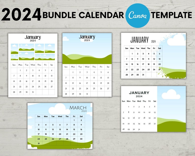 2024 Fully Editable Calendar Canva Template Bundle 2024 Photo - Etsy