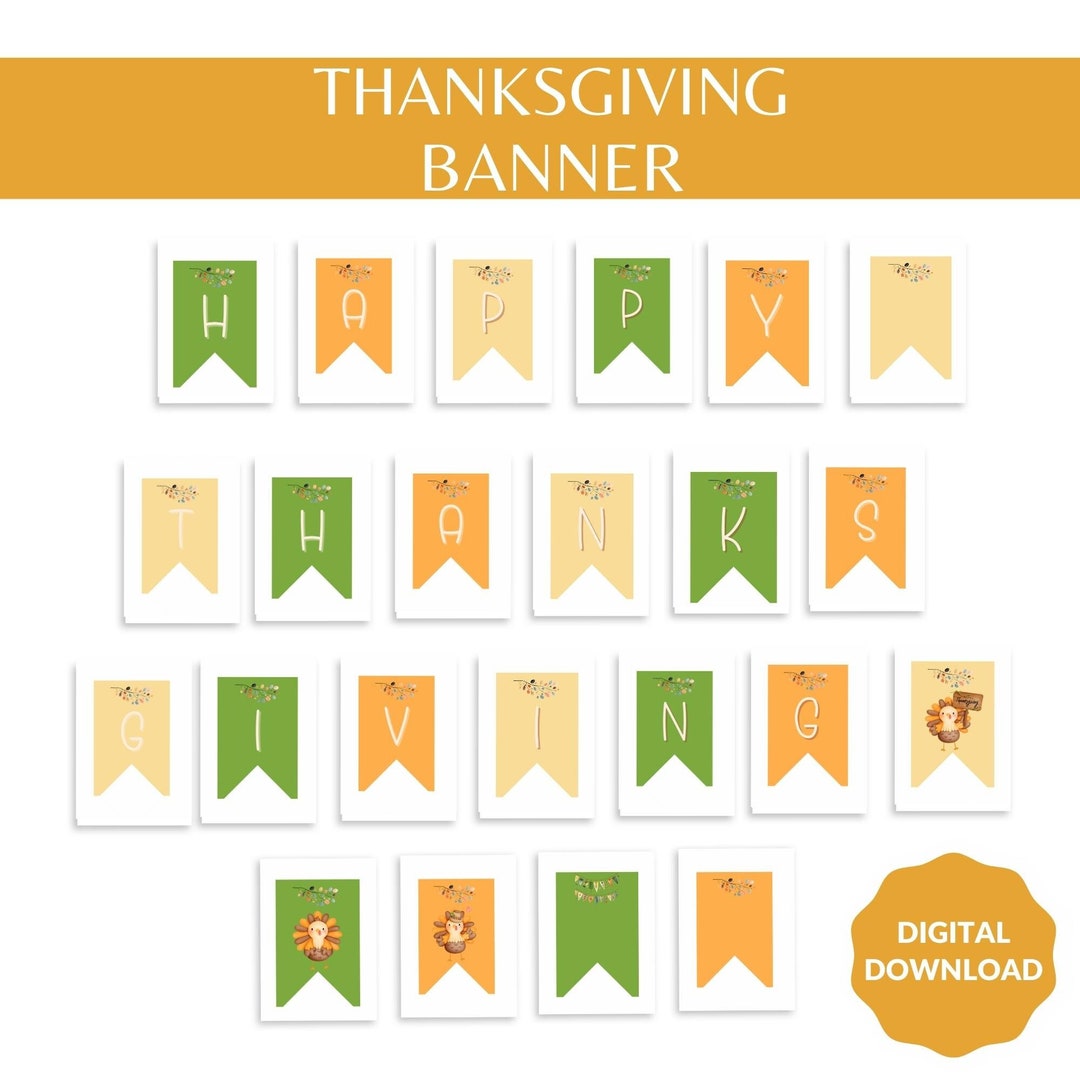 Printable Happy Thanksgiving Banner Fall Decor Autumn Home - Etsy