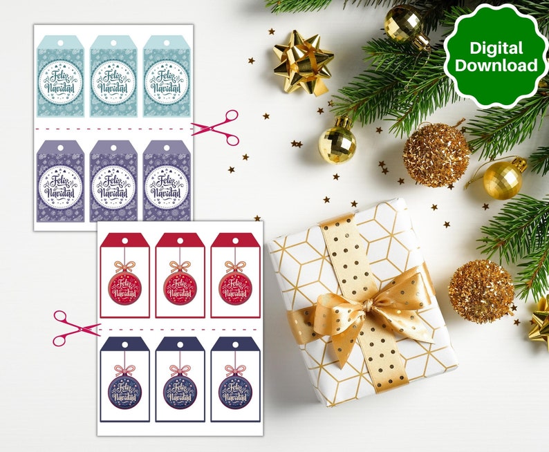Spanish Etiquetas Feliz Navidad Para Regalos, Christmas Tags Printable ...