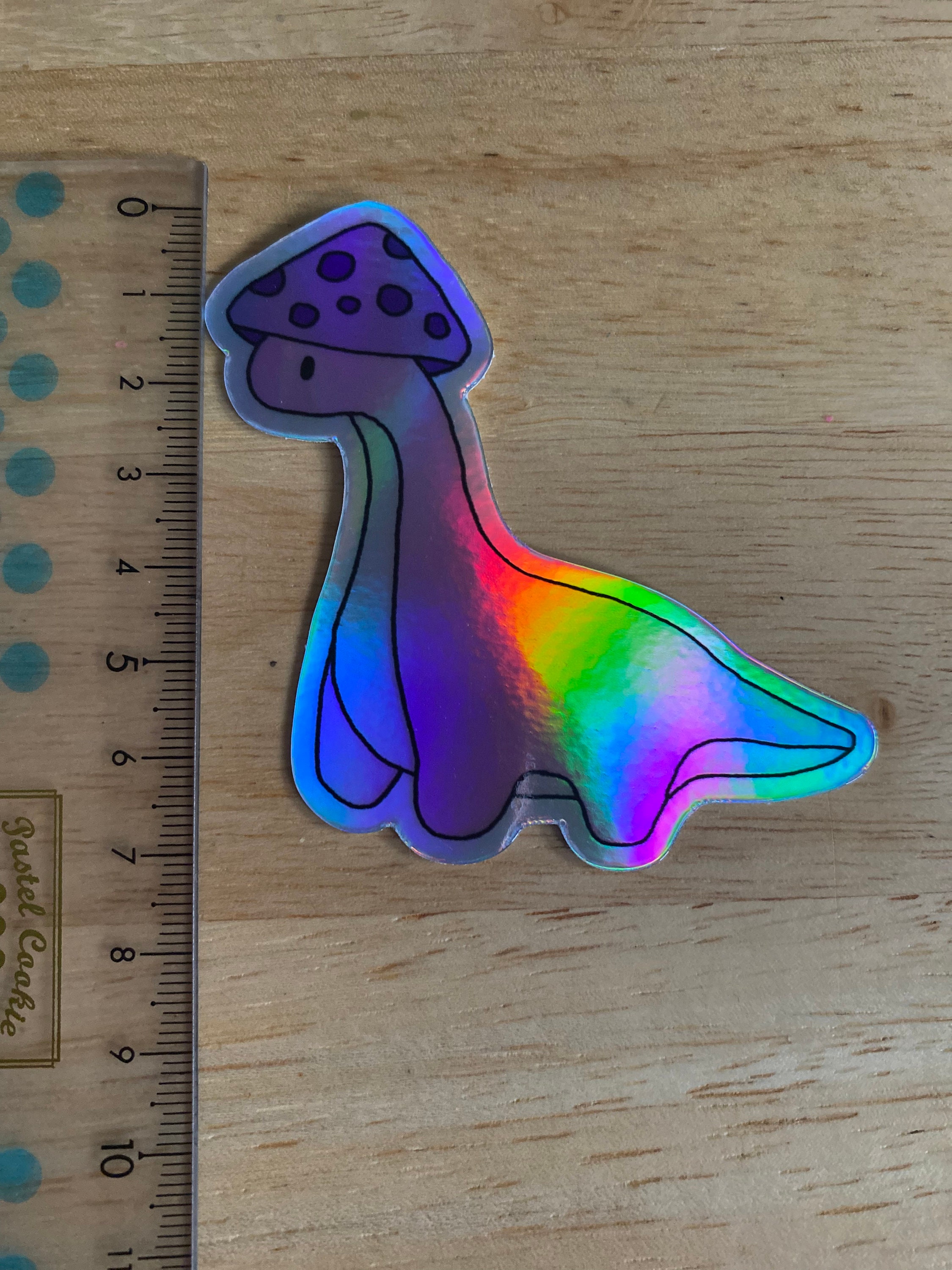 Holographic Dinosaur Sticker, Dinosaur With Mushroom Hat, - Etsy