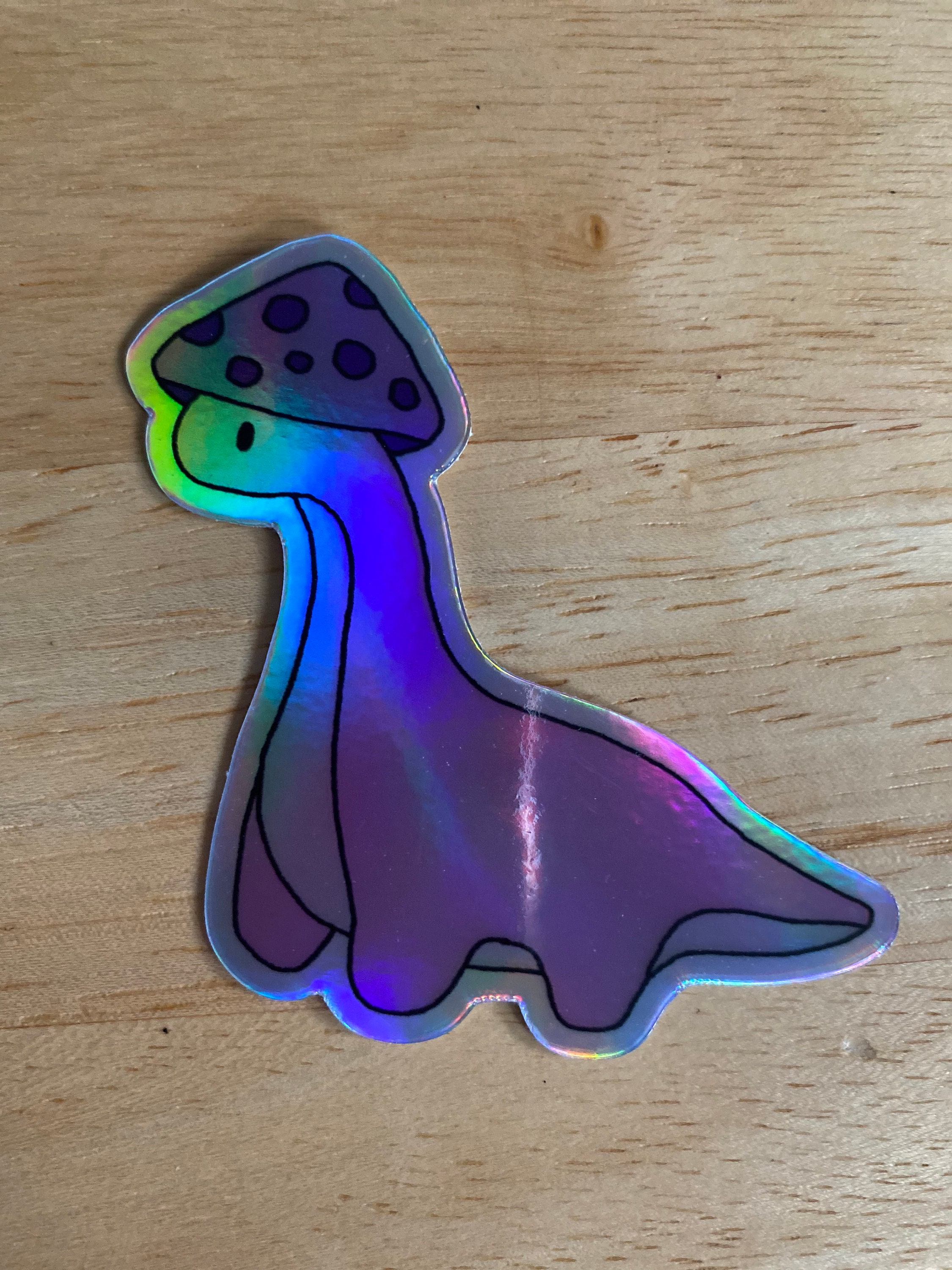 Holographic Dinosaur Sticker, Dinosaur With Mushroom Hat, - Etsy
