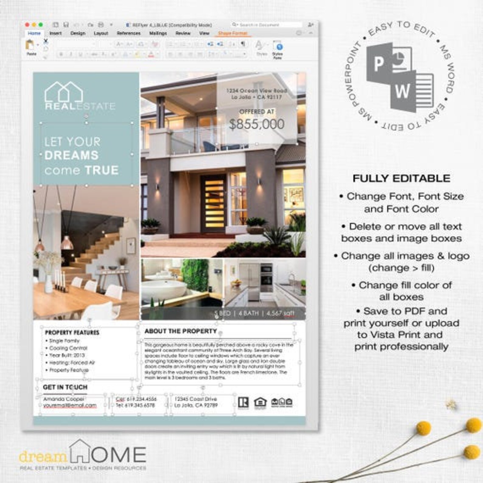 Real Estate Flyer Template | Real Estate Flyer | Vertical Images - MS ...