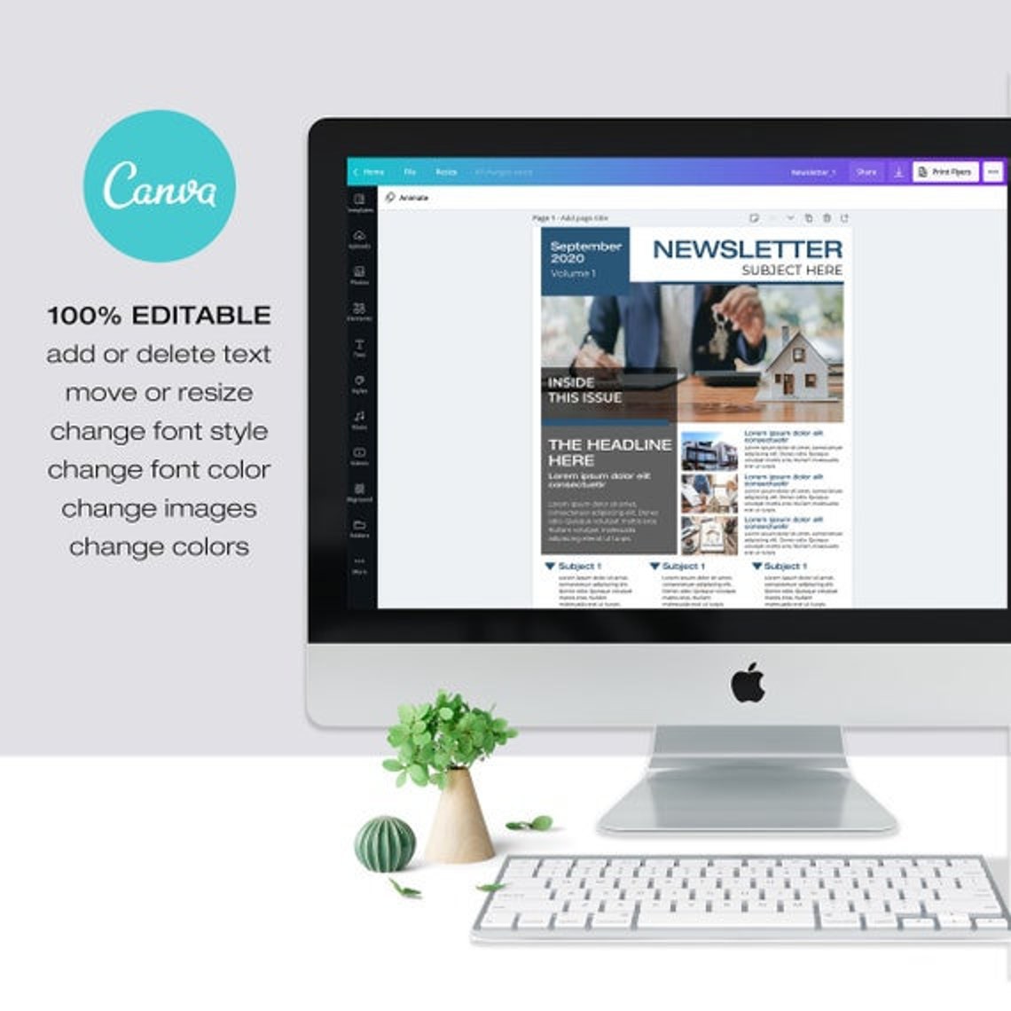 Newsletter Template 2 Page EDITABLE | Real Estate Newsletter | Media ...