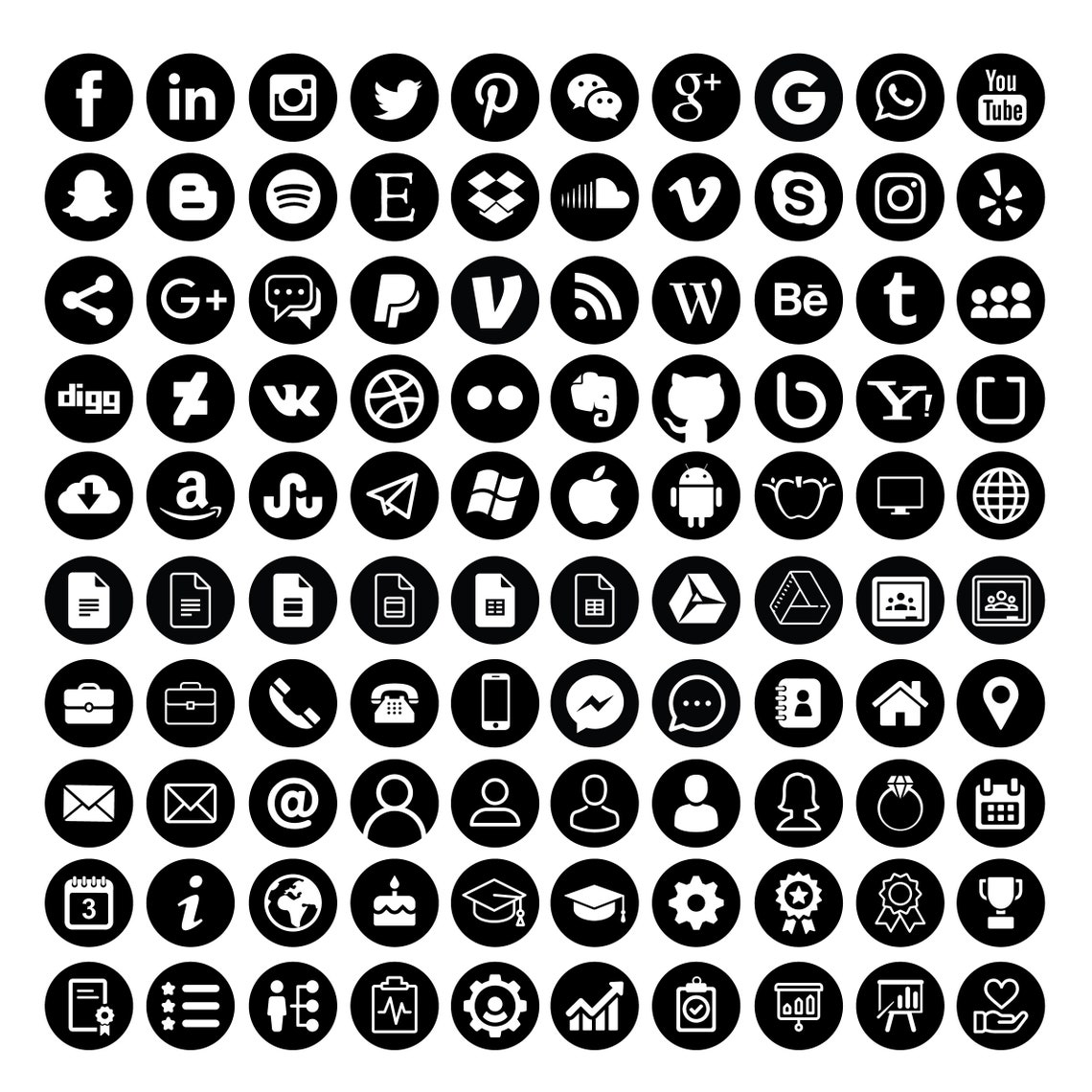 Recolorable Icons for Canva and Corjl | Social Media, Personal, Awards ...