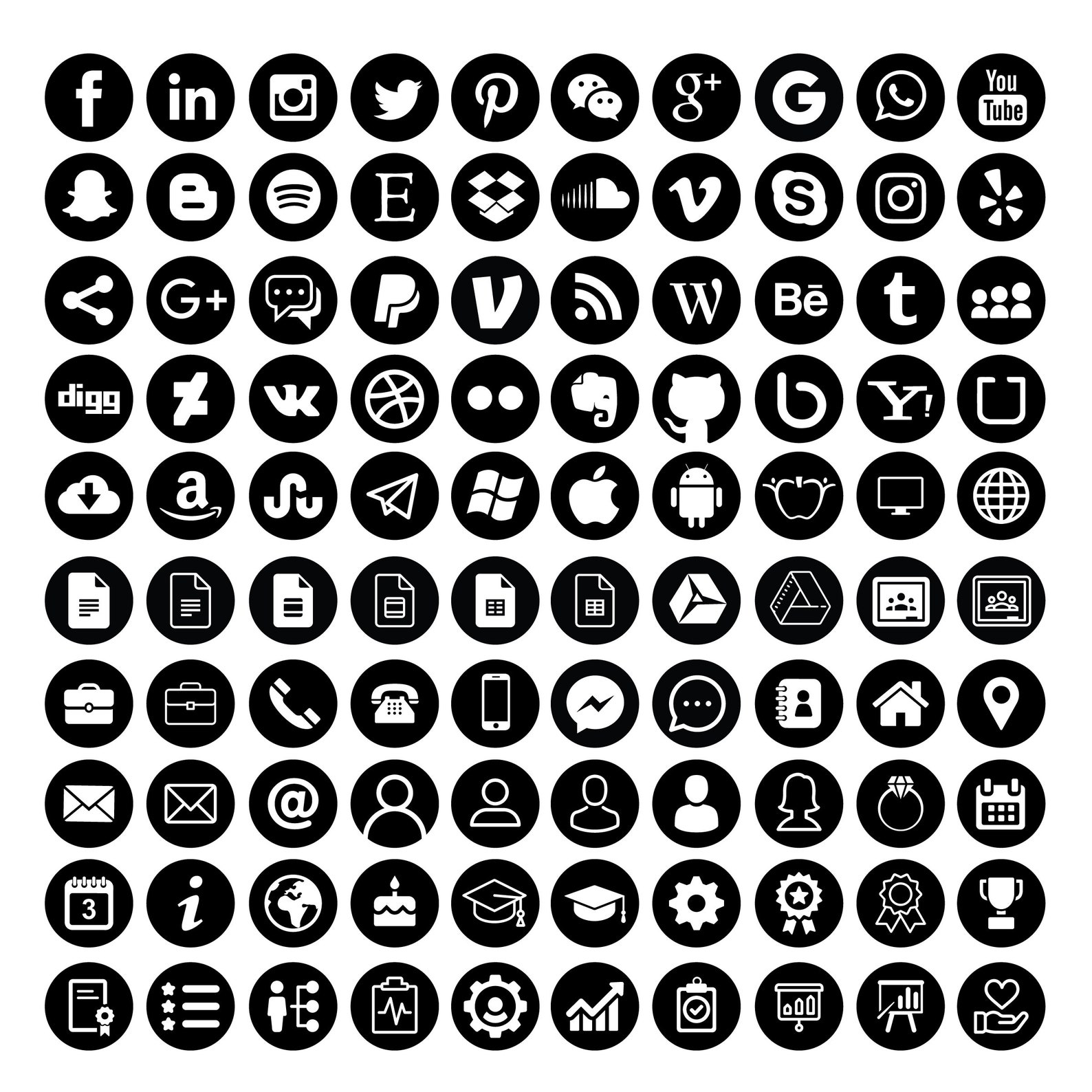 Recolorable Icons for Canva and Corjl | Social Media, Personal, Awards ...