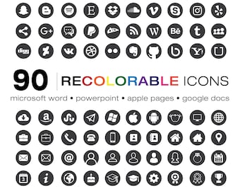 Resume Icons Set, Recolorable Icons for Microsoft Word, Powerpoint and ...