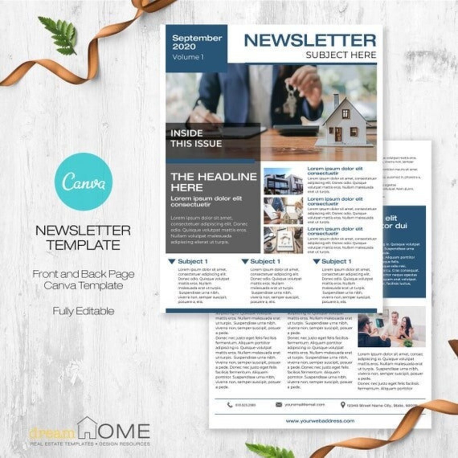 Newsletter Template 2 Page EDITABLE | Real Estate Newsletter | Media ...