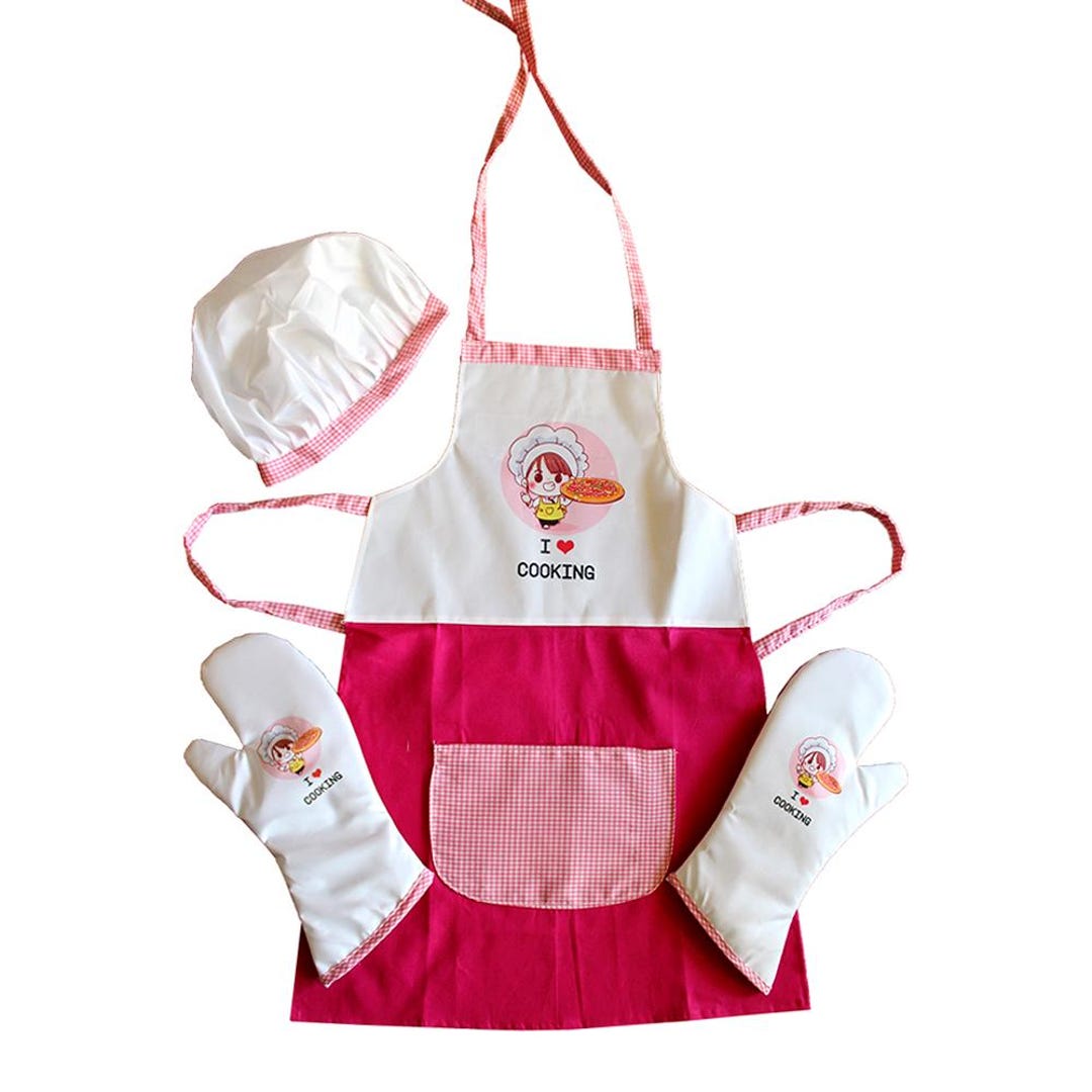 The Rosette Imprint Chef Apron Set for Children, Kids for Cooking and ...