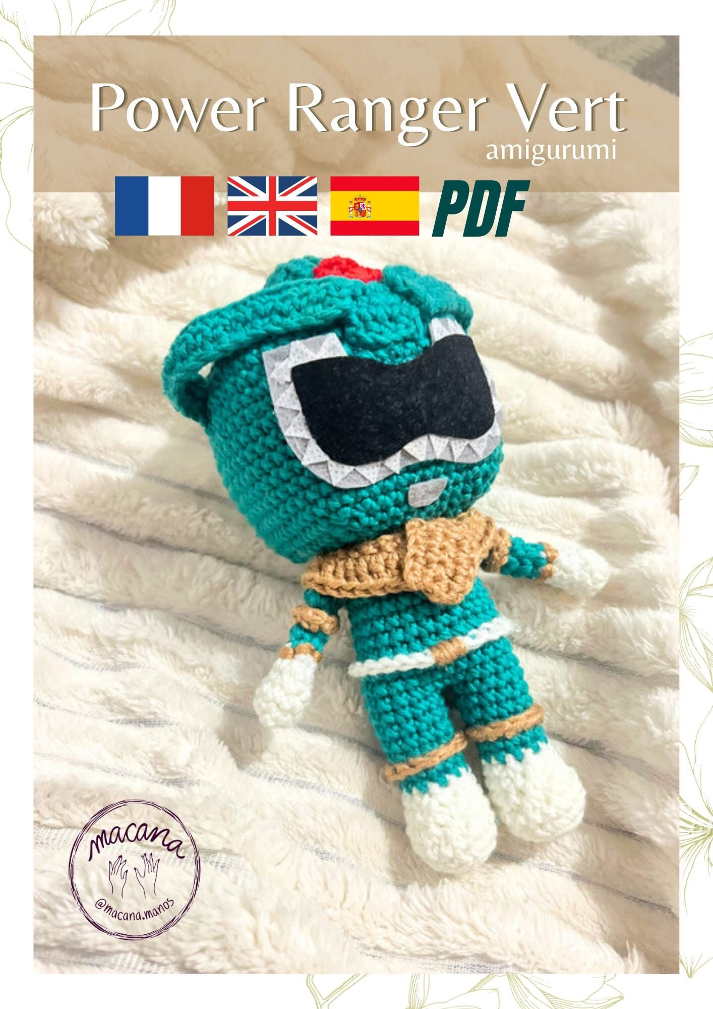 Green Power Ranger Amigurumi Crochet Tutorial Pattern DIY Toy of a ...