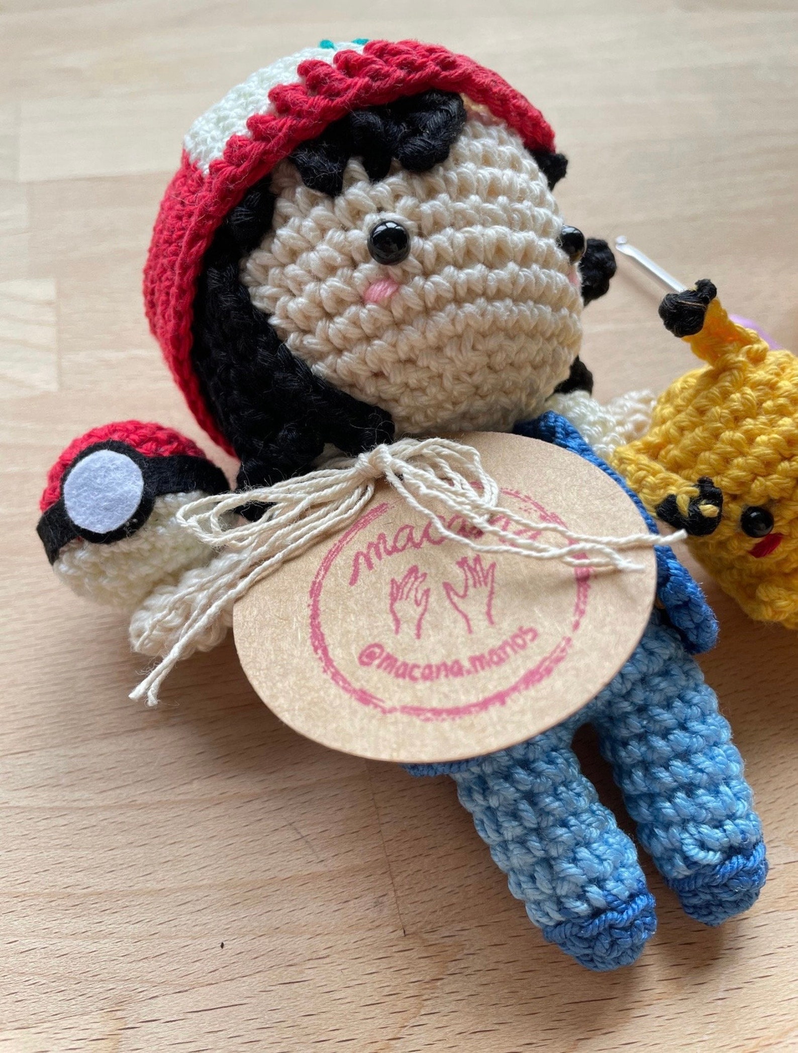 Handmade Gift Pokemon Plushie Set: Ash and Pikachu Made in Crochet for ...
