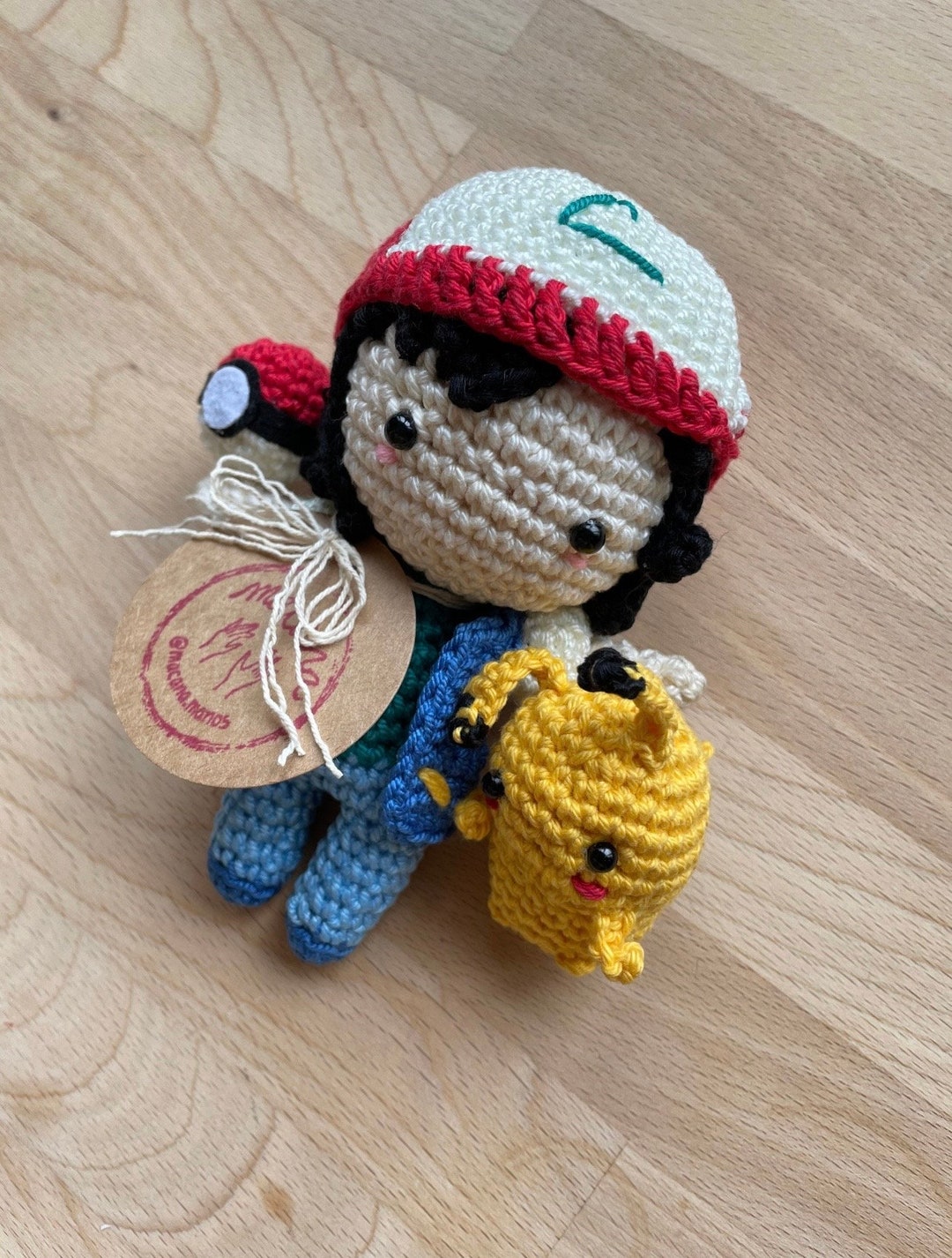 Handmade Gift Pokemon Plushie Set: Ash and Pikachu Made in Crochet for ...