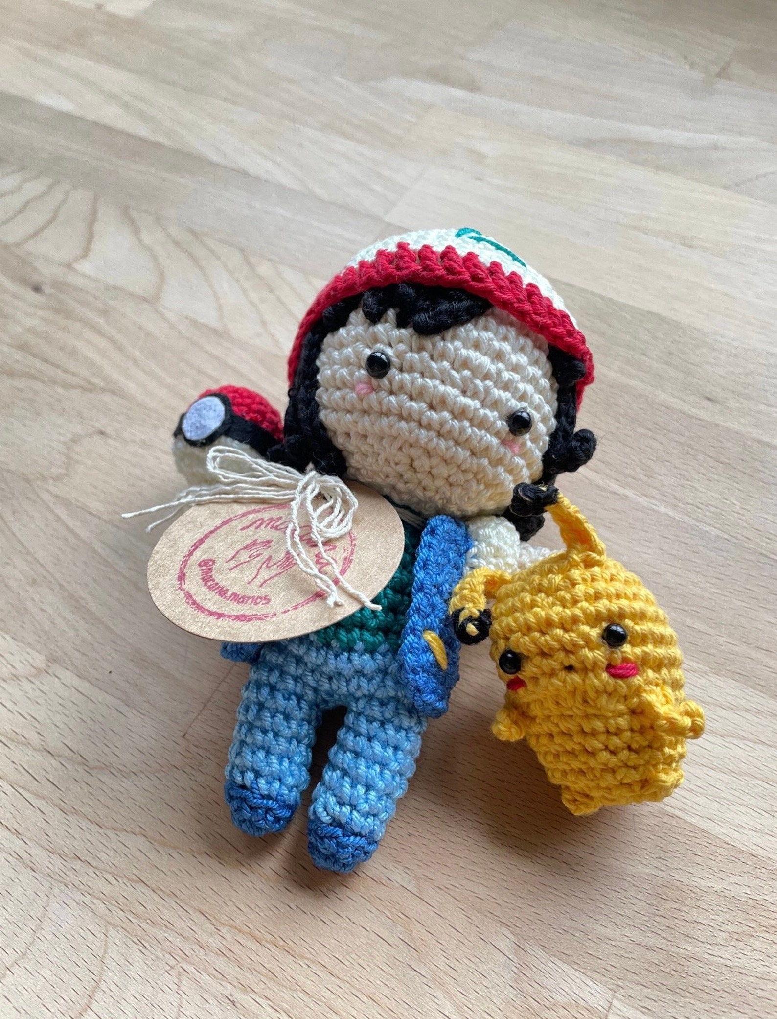 Handmade Gift Pokemon Plushie Set: Ash and Pikachu Made in Crochet for ...