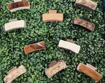 Large Custom Branded Cowhide Claw Clip - Etsy