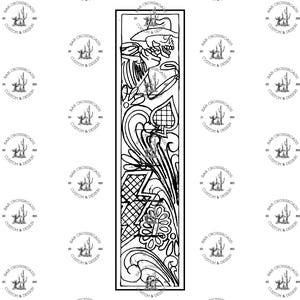 Leather Tooling Template PNG - Skeleton Rider Checkered Scroll - Etsy