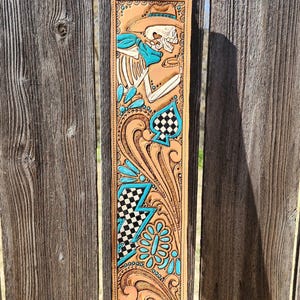 Leather Tooling Template PNG - Skeleton Rider Checkered Scroll - Etsy