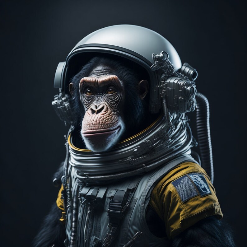 A Handsome Chimp in Astronaut Suit // Premium Digital Product - Etsy