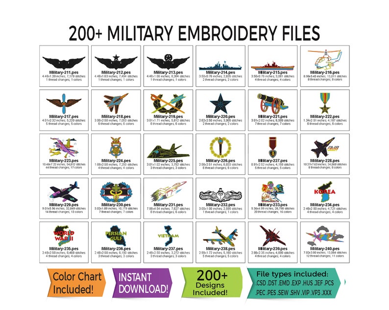 Military Embroidery Designs • 200+ Files (instant Download) - Etsy