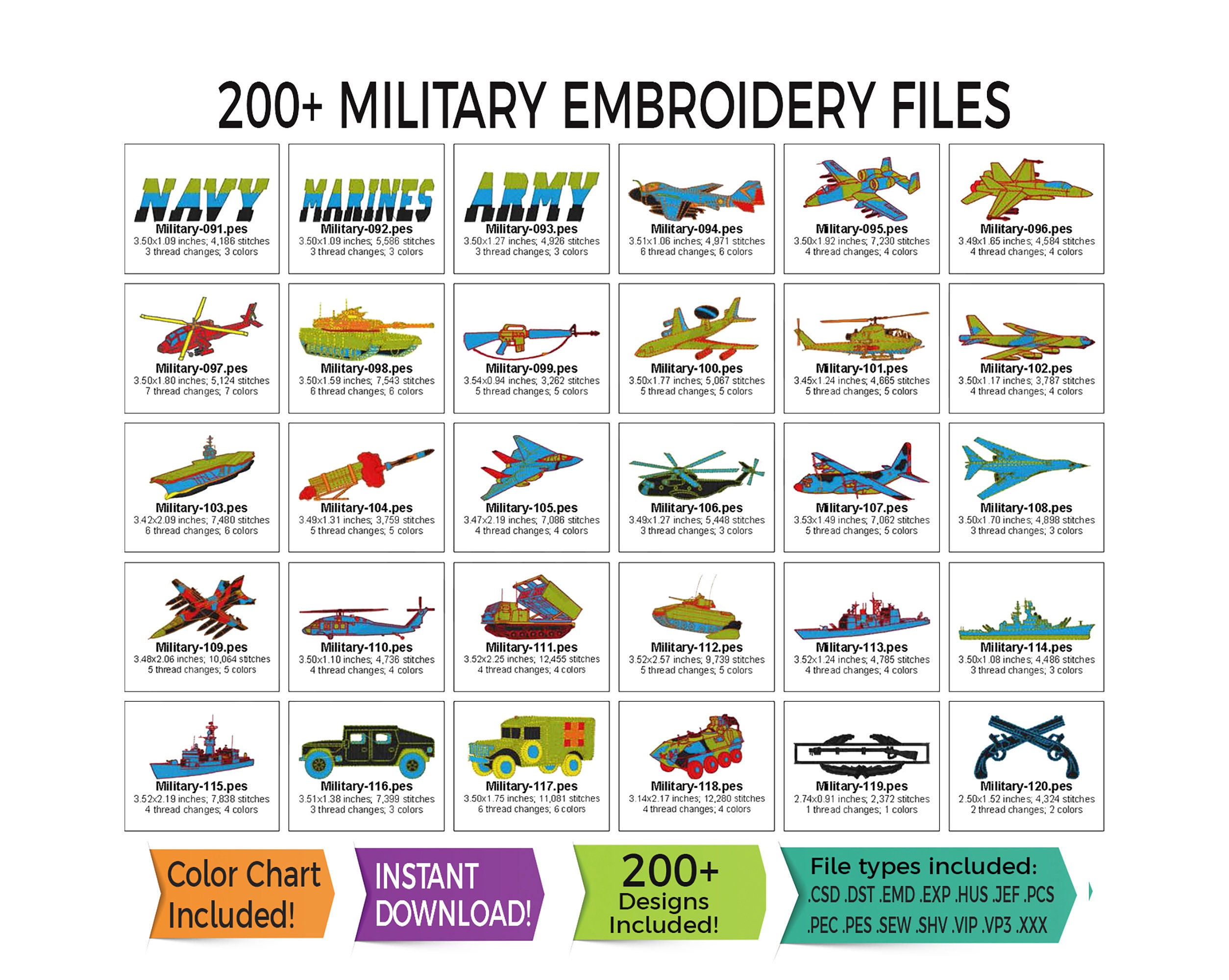 Military Embroidery Designs • 200+ Files (instant Download) - Etsy