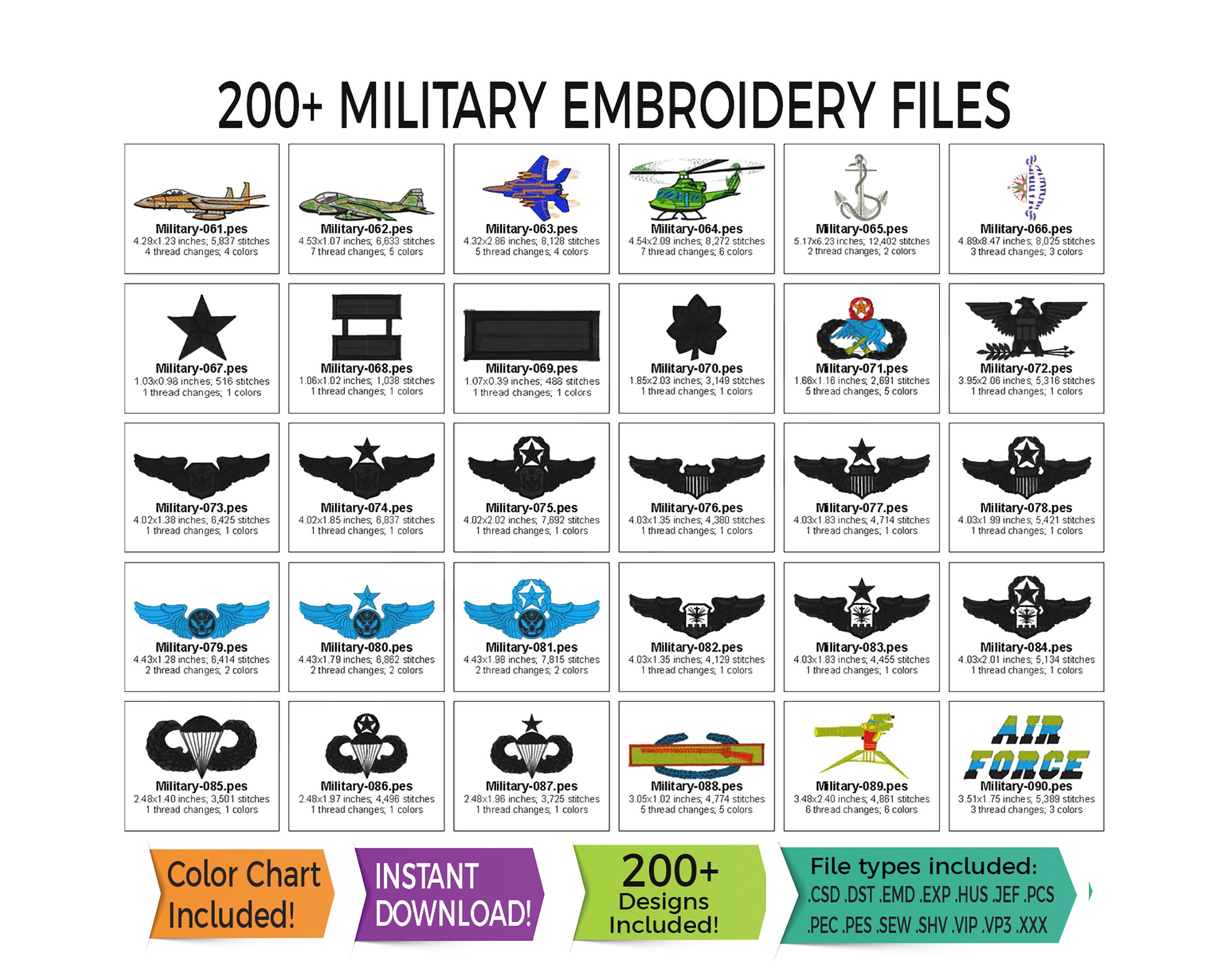 200 Military Inspired Embroidery Design Files Instant - Etsy