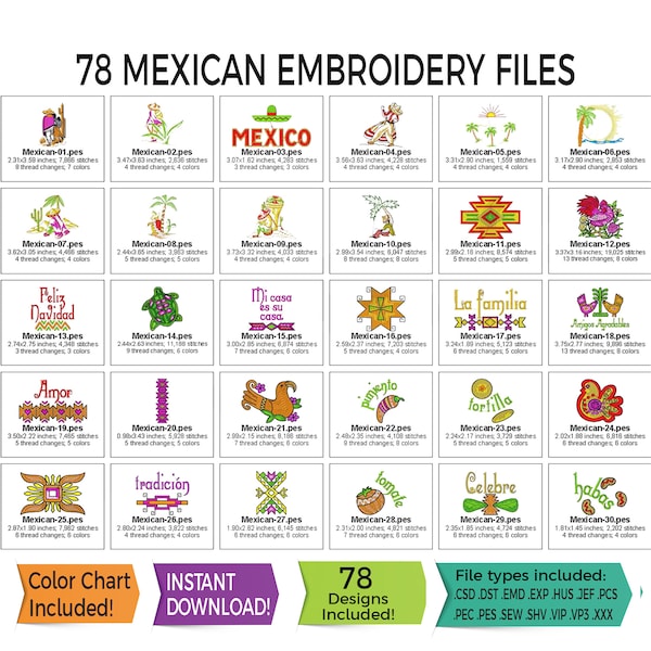 Mexican Embroidery Designs - Etsy