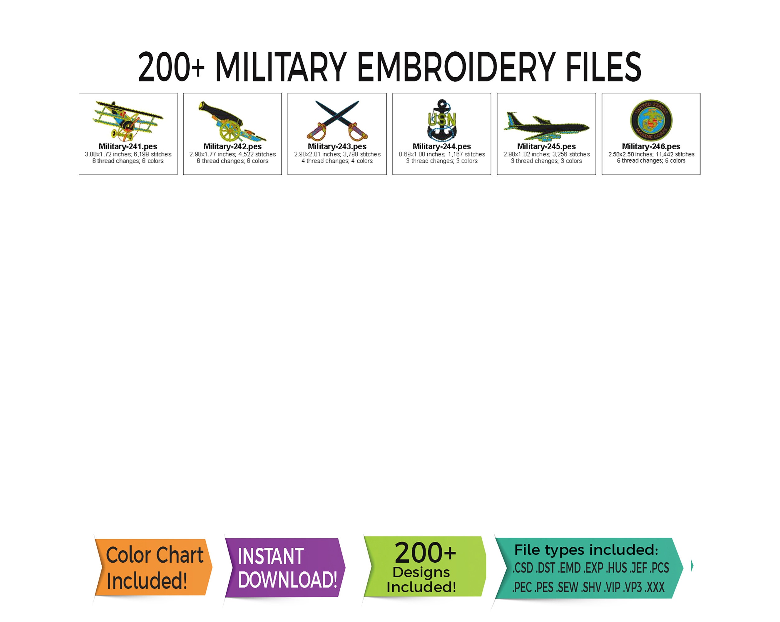 Military Embroidery Designs • 200+ Files (instant Download) - Etsy