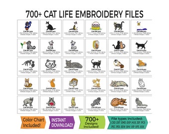 Cat Embroidery Design Instant Download PES DST - Etsy