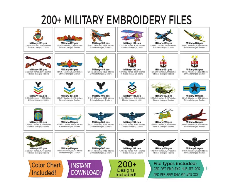 Military Embroidery Designs • 200+ Files (instant Download) - Etsy
