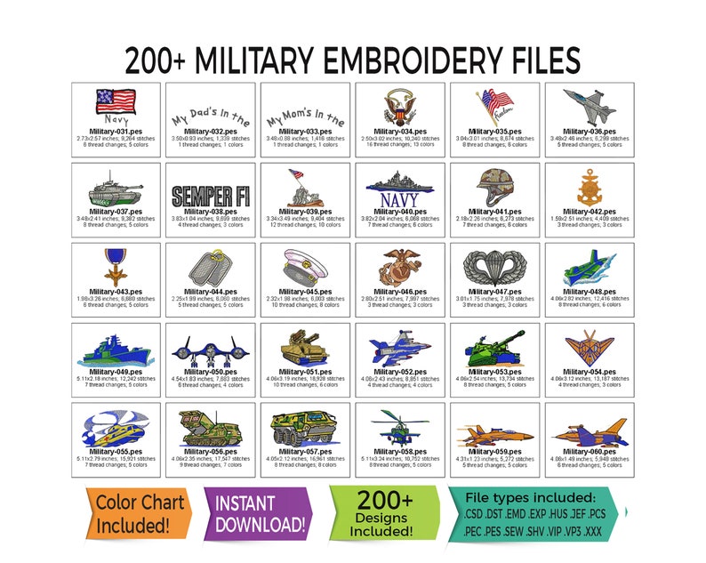 Military Embroidery Designs • 200+ Files (instant Download) - Etsy