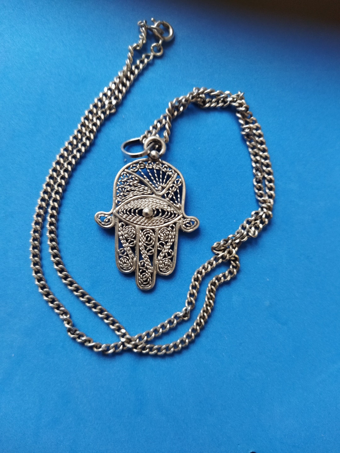 Oriental Filigree Silver Necklace. Tunisia, Hand of Fatima. - Etsy