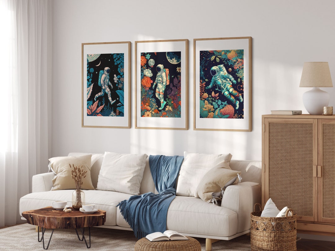 Set of 3 Astronaut Space Walk Art Prints Wall Art Space - Etsy